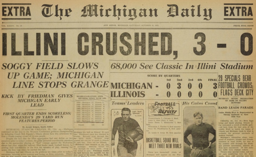 The Case of Michigan vs. Illinois' Red Grange (1924-1925) — MVictors ...
